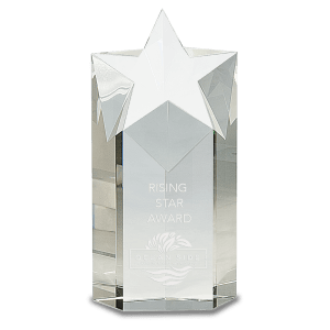 Clear Crystal Star Column - 8", 9" and 10" - Advantage Awards and Engraving